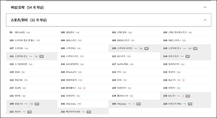 LG 유플러스 TV 채널번호 및 채널 편성표 요약 (요금제별 채널) - TIPMAD